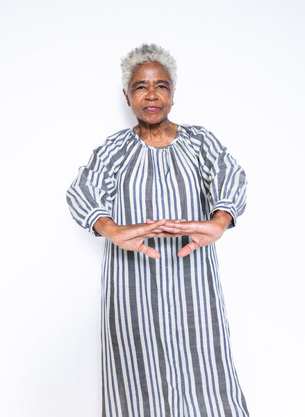 Caz Dress, silver stripe – Seek Collective